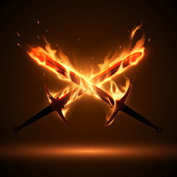 Magic swords in fire and ice Royalty Free Vector Image