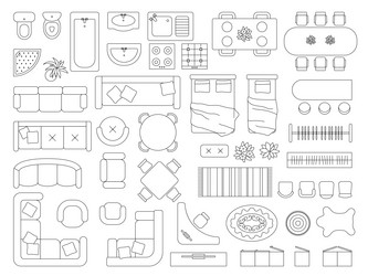Dining Table Top View Plan Vector Images (over 330)