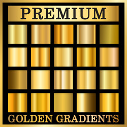 Gold icon golden web buttons set Royalty Free Vector Image