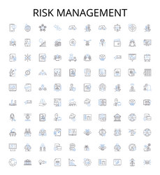 Risk assessment line icons collection hazard Vector Image
