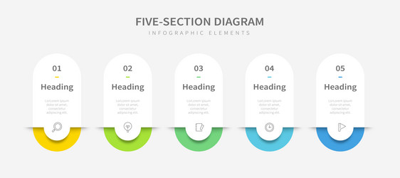 Five section diagram infographics Royalty Free Vector Image