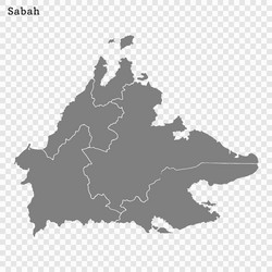 Administrative map sabah malaysia Royalty Free Vector Image