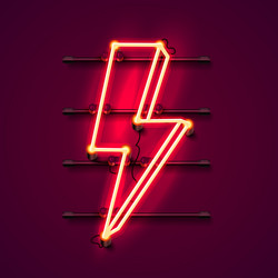 Neon sign lightning signboard on red Royalty Free Vector