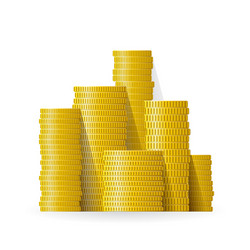 Bright golden coin piles and stacks set in flat Vector Image