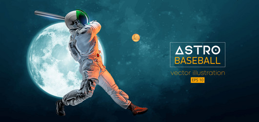 Baseball player astronaut in space action Vector Image