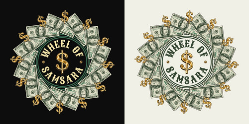 Circular money label with us dollar notes Vector Image