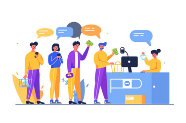 Big queue many multitude people waiting in long Vector Image