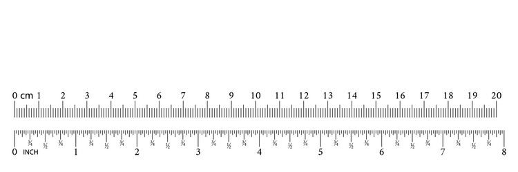 Inch rulers measuring tool ruler graduation grid Vector Image