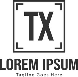 Initial tx logo template with modern frame Vector Image