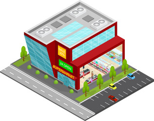 Isometric store building Royalty Free Vector Image