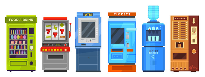 Flat vending machines snacks food ice cold Vector Image