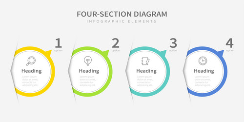 Four section diagram infographics Royalty Free Vector Image