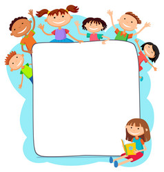 Kids peeping behind placard Royalty Free Vector Image