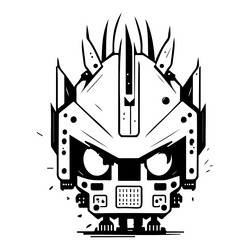 Scary robot icon hand draw black space logo Vector Image