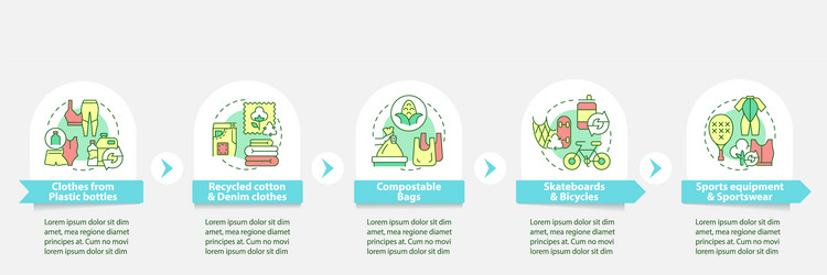 Upcycled materials infographic template Royalty Free Vector