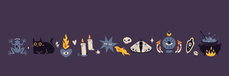 Witchcraft withcore aesthetic set with occult Vector Image