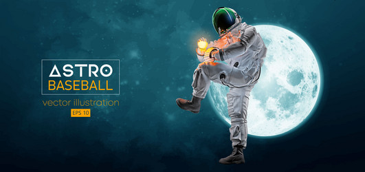 Baseball player astronaut in space action Vector Image