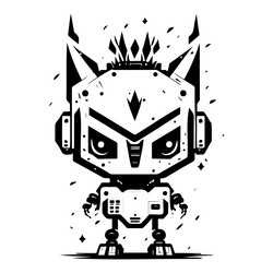 Scary robot icon hand draw black space logo Vector Image