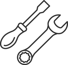 Spanner wrench combination line art icon Vector Image