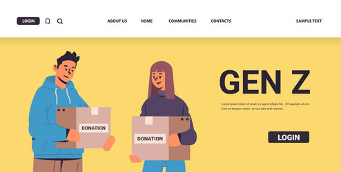 People loading donation help boxes with medical Vector Image