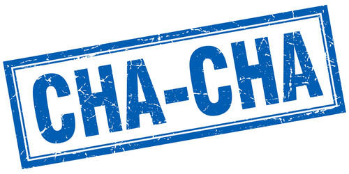 Cha-cha square blue grunge vintage isolated label Vector Image