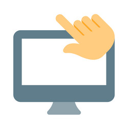 Clicking on desktop screen with the hand Vector Image