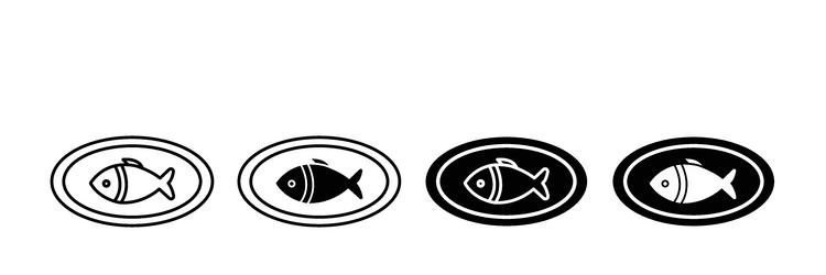 Cooked fish icon set food stroke logo symbol Vector Image