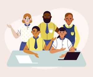 Hand drawn international employees Royalty Free Vector Image