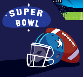 Helmets football american with super bowl label Vector Image