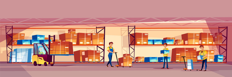 Warehouse workers parcels boxes delivery shipping Vector Image