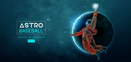 Baseball player astronaut in space action Vector Image