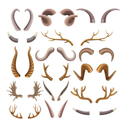 Animal horns sticker set Royalty Free Vector Image