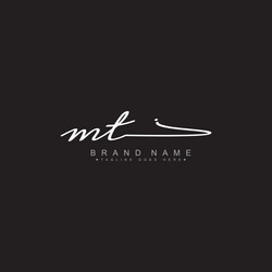 Mt initial letter logo - handwritten signature Vector Image