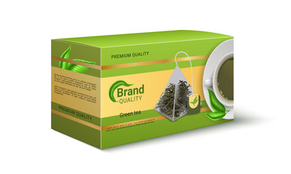 Herbal green tea packaging and plantation Vector Image