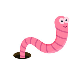 Cute pink worm cartoon Royalty Free Vector Image