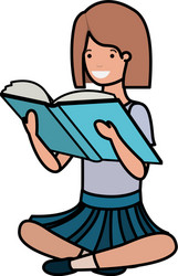 Young student girl reading book Royalty Free Vector Image