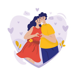 Romantic cute couple doing love hand gesture Vector Image