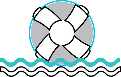 Float lifeguard with sea waves Royalty Free Vector Image