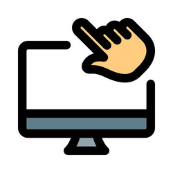 Clicking on desktop screen with the hand Vector Image