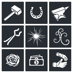 Forge icon collection Royalty Free Vector Image