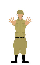 Senior female soldier making a gesture of stop Vector Image