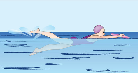 Baby swims swimming lesson Royalty Free Vector Image