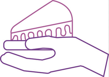 Hand holding birthday cake slice food Royalty Free Vector