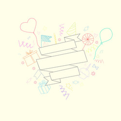 Red flowers ribbon frame for text placeholder Vector Image