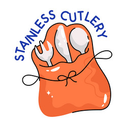 Stainless cutlery doodle solid sticker eps Vector Image
