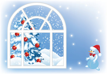Winter christmas window Royalty Free Vector Image