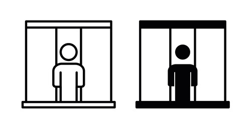 Criminal behind bars icon set prison jail cell Vector Image