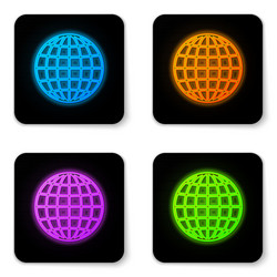 Glowing neon world and global news concept icon Vector Image