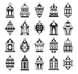Set of traditional vintage arab lanterns isolated Vector Image
