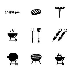 Black bbq grill icons Royalty Free Vector Image